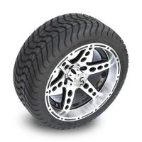 China Golf Cart 14'' Machined/Black Aluminum 6 Spokes Rims and 225/30-14 Street Tires Combo for sale