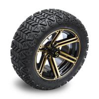 China Golf Cart 14'' Bronze/Black Rims And 22*10-14 Off-road Tires Combo Including Lug Nuts and Center Caps for sale