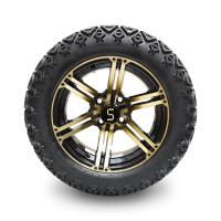 China Golf Cart 14'' Bronze/Black Rims And 22*10-14 Off-road Tires Combo Including Lug Nuts and Center Caps for sale