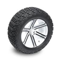 China Golf Cart 14'' Black/White Rims And 22x10-14'' All Terrain Tires, Wheel Nuts and Center Caps Included for sale