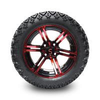 China 14 Inch Golf Cart Red/Glossy Black Wheels And 22x10-14'' DOT All Terrain Tires Assembly for sale