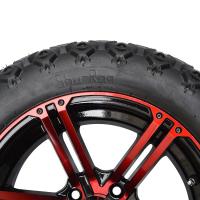 China 14 Inch Golf Cart Red/Glossy Black Wheels And 22x10-14'' DOT All Terrain Tires Assembly for sale