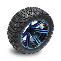 China Golf Cart 14 Inch Blue/Glossy Black Wheels And 22 Inch Tall Off-Road Tires 4 PLY with DOT Approved for sale