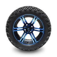 China Golf Cart 14 Inch Blue/Glossy Black Wheels And 22 Inch Tall Off-Road Tires 4 PLY with DOT Approved for sale
