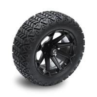 China Golf Cart 14'' Matte Black Wheels And 22x10-14 DOT High Profile Tires Including Wheel Nuts and Center Caps for sale