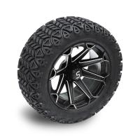China 14'' Machined/Matte Black Golf Cart Wheels And 22x10-14 Off-road DOT Tires for sale