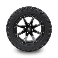 China 14'' Machined/Matte Black Golf Cart Wheels And 22x10-14 Off-road DOT Tires for sale