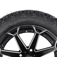 China 14'' Machined/Matte Black Golf Cart Wheels And 22x10-14 Off-road DOT Tires for sale