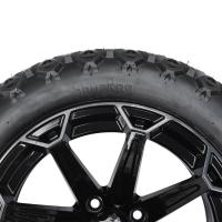 China Golf Cart 14 Inch Glossy Black Wheels and 22x10-14 DOT Tires with Center Cap and Lug Nuts for sale