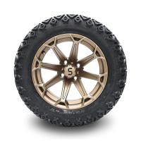China 14 Inch Golf Cart Bronze Wheel and 22x10-14 Off-Road Tire with Lug Nuts and Center Caps for sale