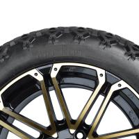 China Golf Cart 14'' Gold/Glossy Black Rims And 22*10-14 DOT Off-Road Tire Lift Required for sale
