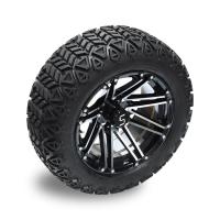 China Golf Cart 14'' Machined Black Wheel and 22*10-14 All Terrain Tyre Including Lug Nuts and Center Caps for sale