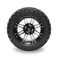 China Golf Cart 14'' Machined Black Wheel and 22*10-14 All Terrain Tyre Including Lug Nuts and Center Caps for sale