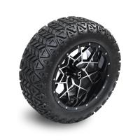 China 14 Inch Golf Cart Machined/Glossy Black Rims And 22*10-14 DOT Off-road Tires ET -25mm for sale
