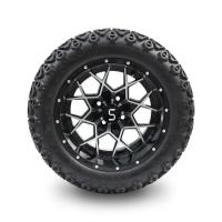 China 14 Inch Golf Cart Machined/Glossy Black Rims And 22*10-14 DOT Off-road Tires ET -25mm for sale