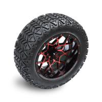 China Golf Cart 14 Inch Red/Glossy Black Wheels And 22 Inch Tires Combo for sale