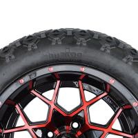 China Golf Cart 14 Inch Red/Glossy Black Wheels And 22 Inch Tires Combo for sale
