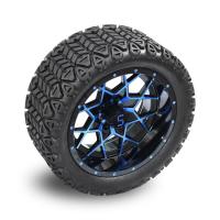 China 14 Inches Golf Cart Blue/Black Wheels And 22*10-14 All Terrain Tires for sale