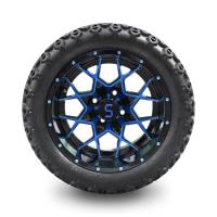 China 14 Inches Golf Cart Blue/Black Wheels And 22*10-14 All Terrain Tires for sale