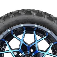 China 14 Inches Golf Cart Blue/Black Wheels And 22*10-14 All Terrain Tires for sale
