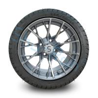 China Golf Cart Machined Gunmetal 14 inch Rims with Street Tire, Alloy Wheel and Tire Combo for Golf Car for sale