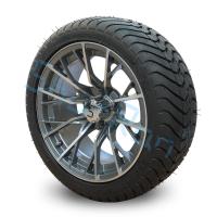 China Golf Cart Machined Gunmetal 14 inch Rims with Street Tire, Alloy Wheel and Tire Combo for Golf Car for sale