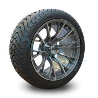 China Golf Cart Machined Gunmetal 14 inch Rims with Street Tire, Alloy Wheel and Tire Combo for Golf Car for sale