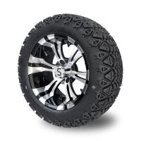 China Machined Gloss Black 14 Inch Golf Cart Wheels And Tires 22x10-14 All Terrain DOT for sale