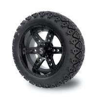 China DOT 14 Inch Golf Cart Wheels And Tires 22x10-14 All Terrain Gloss Black 6 Spokes for sale