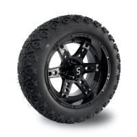 China DOT 14 Inch Golf Cart Wheels And Tires 22x10-14 All Terrain Gloss Black 6 Spokes for sale