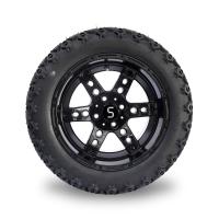 China DOT 14 Inch Golf Cart Wheels And Tires 22x10-14 All Terrain Gloss Black 6 Spokes for sale