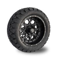 China Matte Black 14'' Golf Cart Wheel Tire Combo 22x10-14 Lifted All Terrain for sale