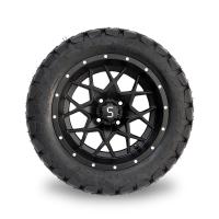China Matte Black 14'' Golf Cart Wheel Tire Combo 22x10-14 Lifted All Terrain for sale