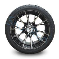 China OEM/ODM Golf Cart Machined Golssy Black Rims with 14 inch Tires for sale