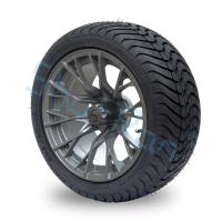 China Wholesale 14'' Gunmetal Finished Alloy Golf Cart Wheels, ATV UTV 225/30-14 Street Tubeless Tires with Rims for sale