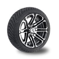 China 14x7 Golf Cart Wheels And Tires Combo 225/30-14 Street Tire Machined Glossy Black for sale