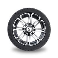 China 14x7 Golf Cart Wheels And Tires Combo 225/30-14 Street Tire Machined Glossy Black for sale