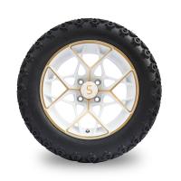 China Gold White 14 Inch Golf Cart Rims And Tires Combo 4PLY 101.6 PCD for sale
