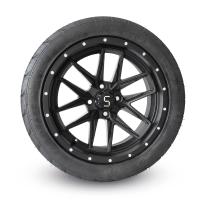 China 215/40R 15 inch golf Cart Matte Black Wheels and Tires Easy to Install for sale