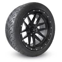 China 215/40R 15 inch golf Cart Matte Black Wheels and Tires Easy to Install for sale