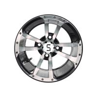 China 12'' 14'' Aluminum Golf Cart Wheels Machined Glossy Black ET -15 Offset for sale