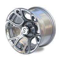 China Golf Cart 12 Inch Machined/Gunmetal Aluminum Wheels Including Center Caps 4x4(101.6mm) Bolt Pattern for sale