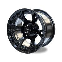 China Golf Cart 12'' Glossy Black Rim 6 Spokes 4*4 Bolt Pattern Including Center Cap for sale
