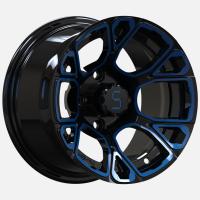 China Golf Cart Wheels 12 Inch Blue/Glossy Black 4x4 Bolt Including Center Caps for sale