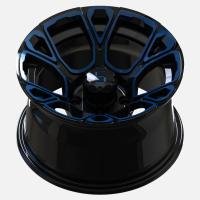 China Golf Cart Wheels 12 Inch Blue/Glossy Black 4x4 Bolt Including Center Caps for sale