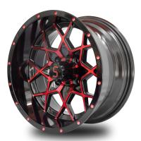 China Aluminum Alloy Golf Cart Wheels Red Gloss Black 101.6 PCD 4x4 Bolt Pattern for sale