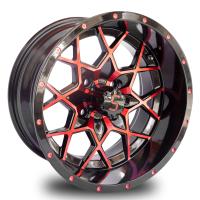 China Aluminum Alloy Golf Cart Wheels Red Gloss Black 101.6 PCD 4x4 Bolt Pattern for sale