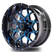 China Customizable 14 Inch Golf Cart Rims Blue Glossy Black Aluminum Alloy Rims ET-25 for sale