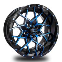 China Customizable 14 Inch Golf Cart Rims Blue Glossy Black Aluminum Alloy Rims ET-25 for sale