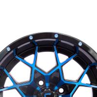 China Customizable 14 Inch Golf Cart Rims Blue Glossy Black Aluminum Alloy Rims ET-25 for sale